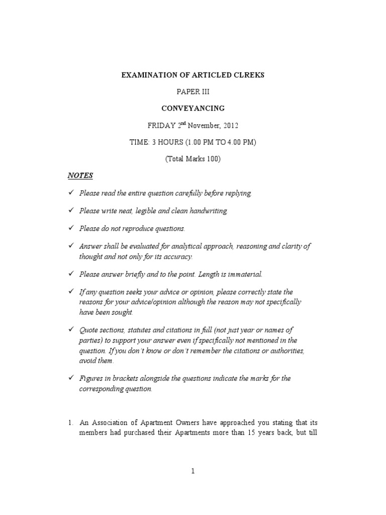 Paper III Conveyance | PDF | Conveyancing | Deed