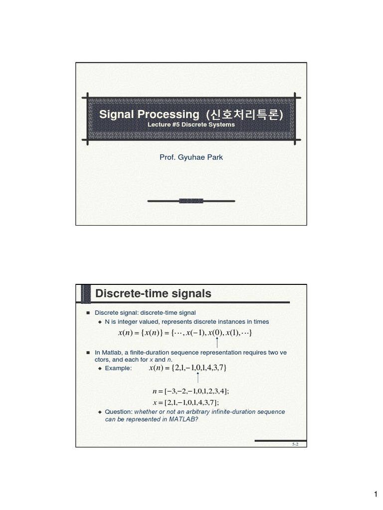 Signal Processing (신호처리특론) : Discrete-time signals | PDF | Signal ...