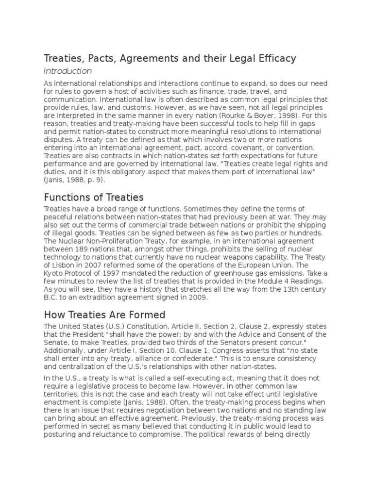 Important Notes On Treaties | PDF | Treaty | International Law