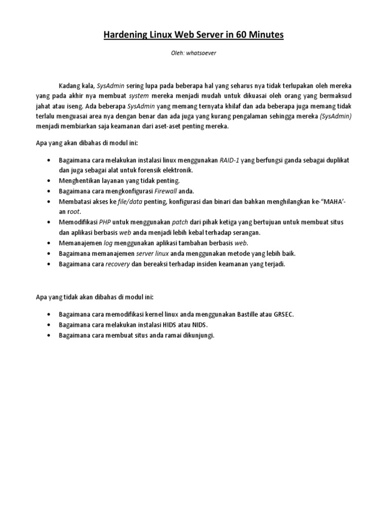 20 Hardening Linux Web Server | PDF