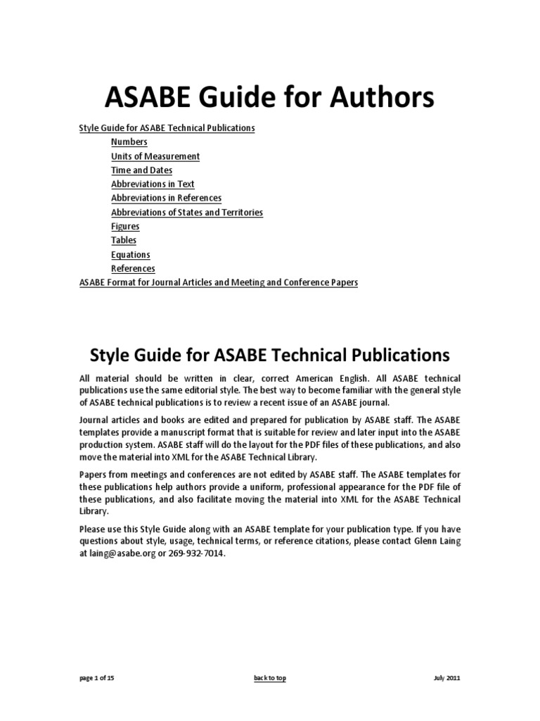 Asabe Guide For Authors | PDF | Coefficient Of Variation | Citation