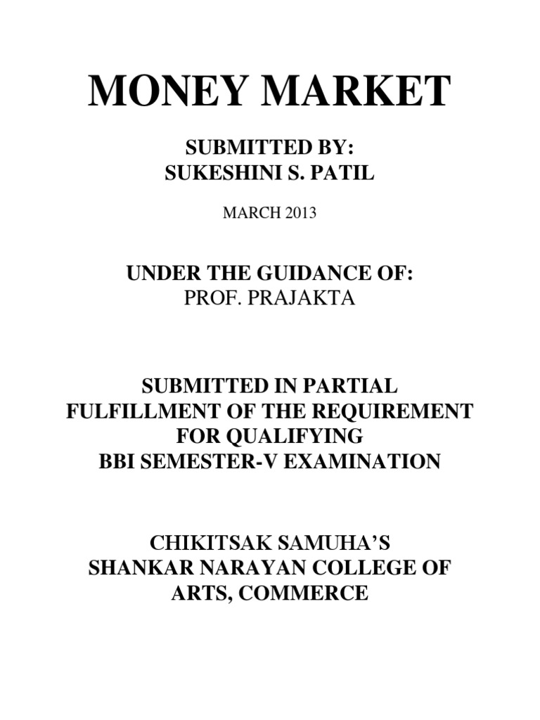Money Market (Project) | PDF | Money Market | Financial Markets