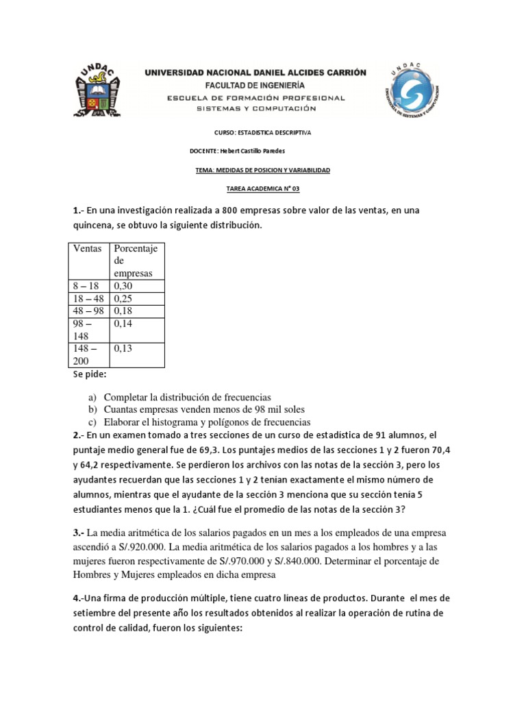 Unidad Ii Tarea - Academica #03 - MTC - y - Variabilidad | PDF | Desviación Estándar | Salario