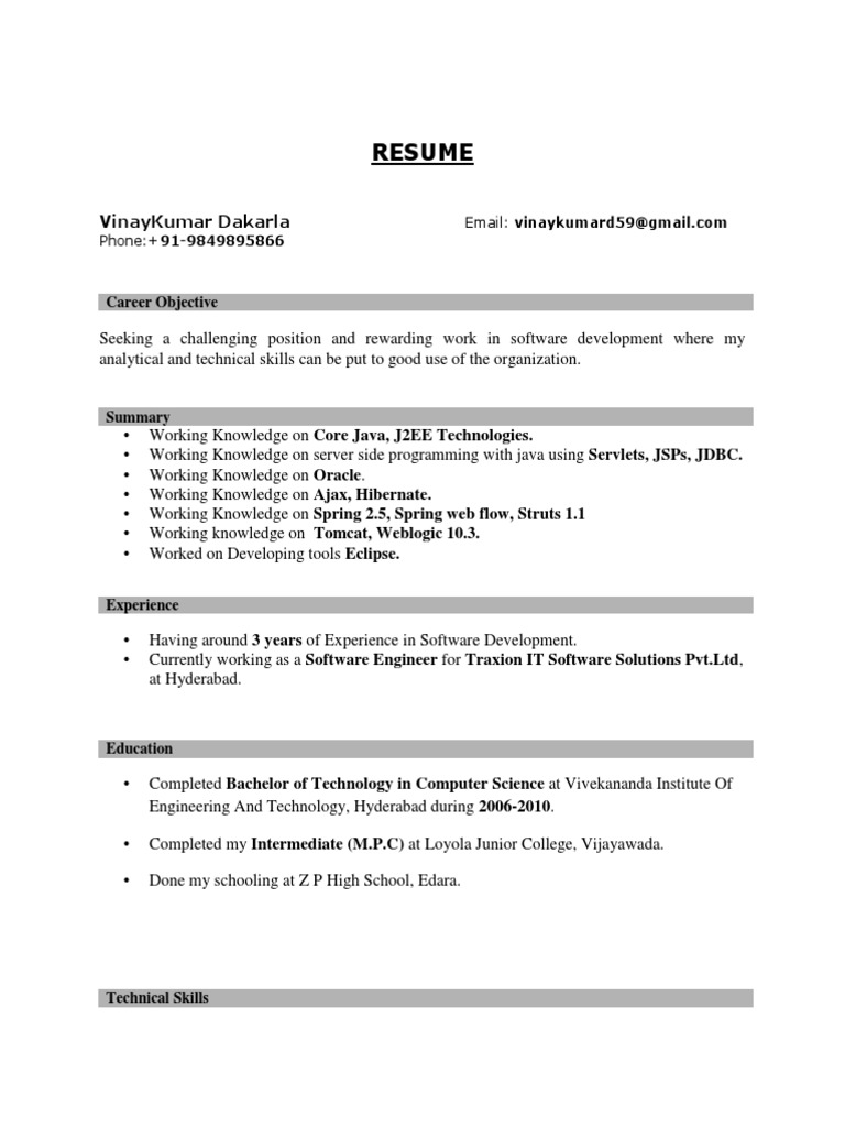 Vinay 3+JAVA Resume | PDF | Java Server Pages | Java (Programming Language)