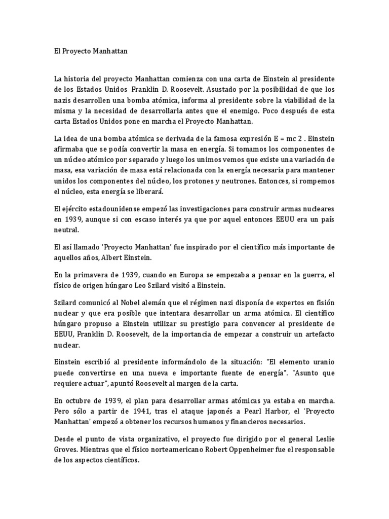 El Proyecto Manhattan | PDF | Proyecto Manhattan | Armas nucleares