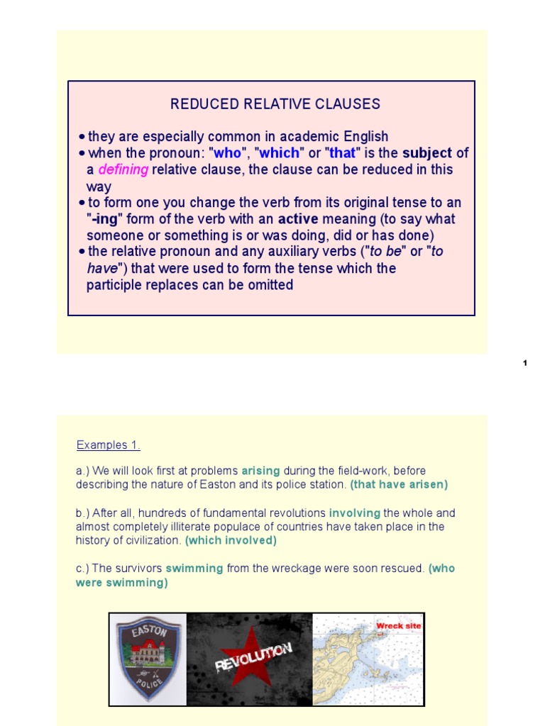 Reduced Relative Clauses | PDF