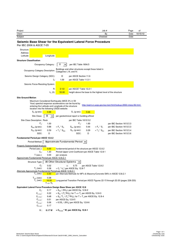 IBC 2006 Seismic Calculation | PDF | Earthquakes | Geotechnical Engineering