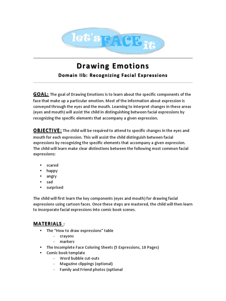 Drawing Emotions in Faces for Kids | PDF