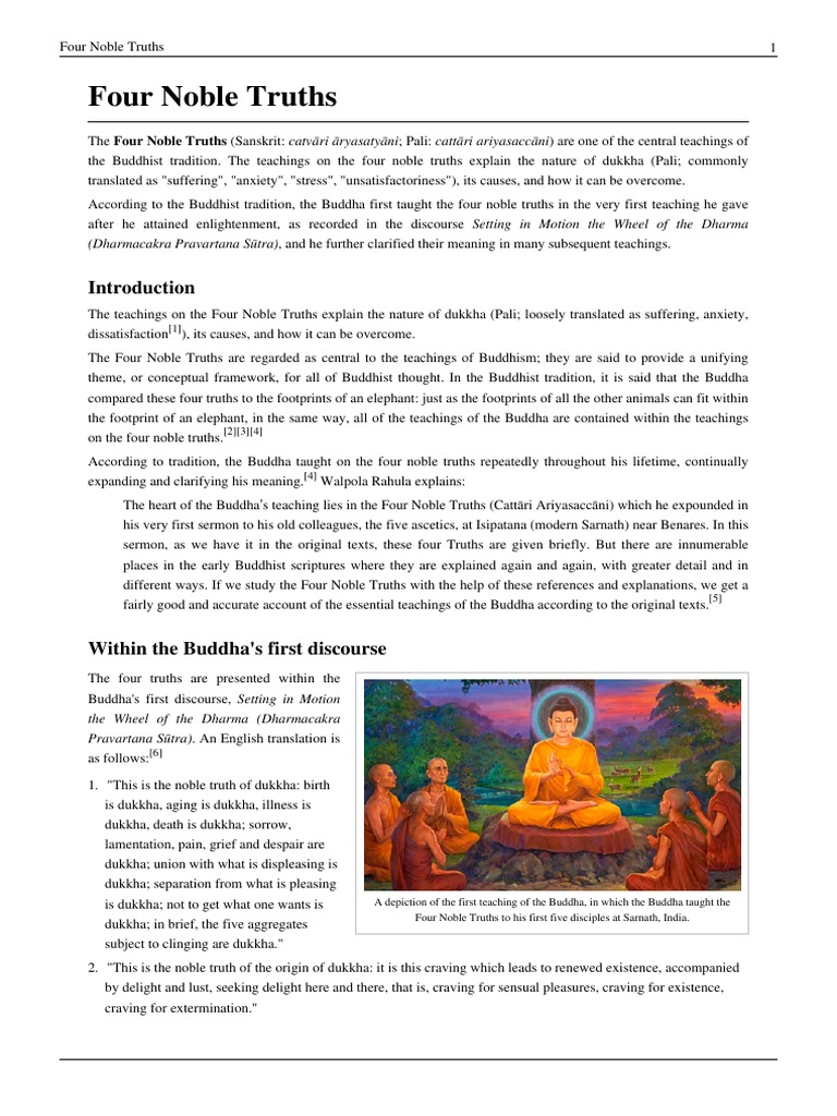 Buddhism FourNobleTruths PDF | PDF | Four Noble Truths | Noble ...