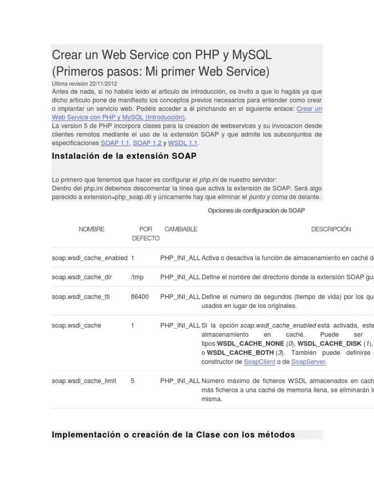 Crear Un Web Service Con PHP y MySQL | PDF | Jabón | Php