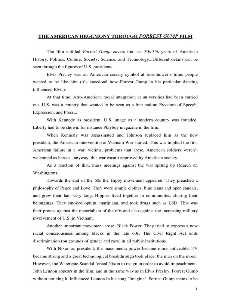 The American Hegemony Through Forrest Gump Film | PDF | John F. Kennedy ...