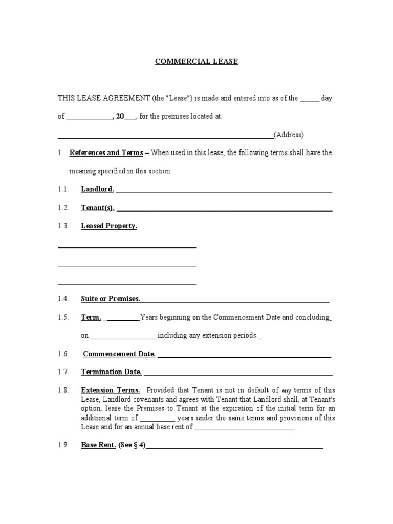 Commercial Lease Template | PDF | Lease | Leasehold Estate