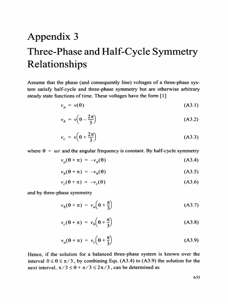 Appendix 3 ThreePhase and HalfCycle Symmetry Relationships | PDF