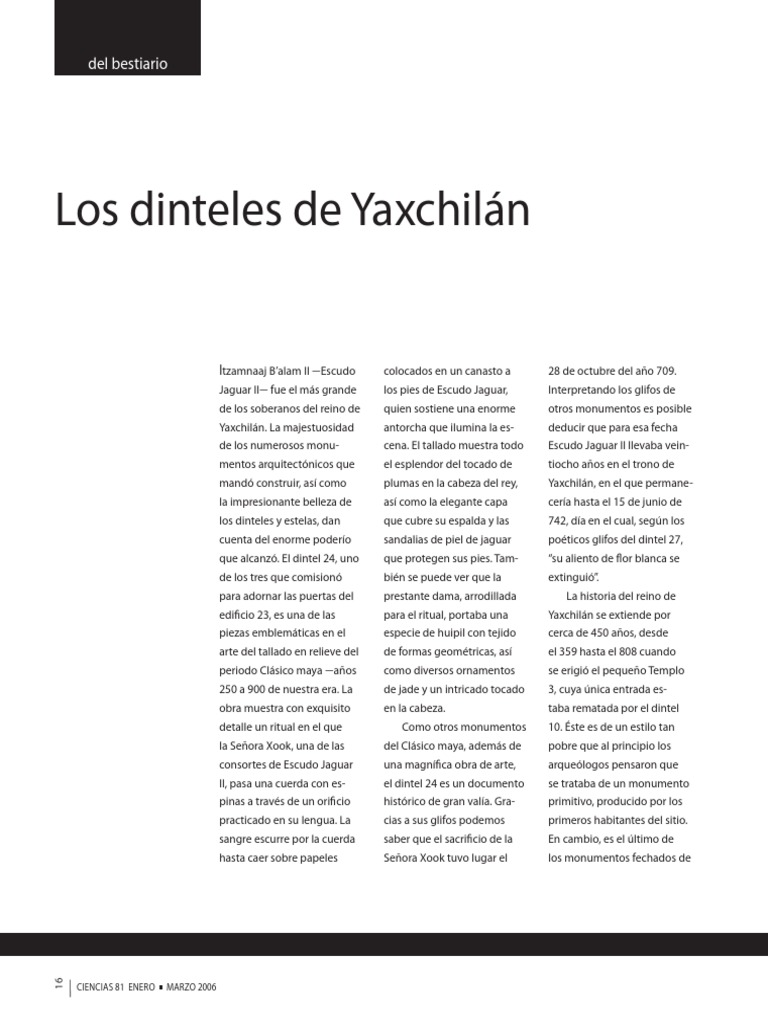 Los Dinteles de Yaxchilan | PDF | Civilización maya | Pueblos indígenas ...