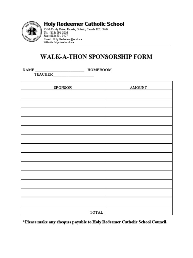 Walkathon Sponsorship Form | PDF