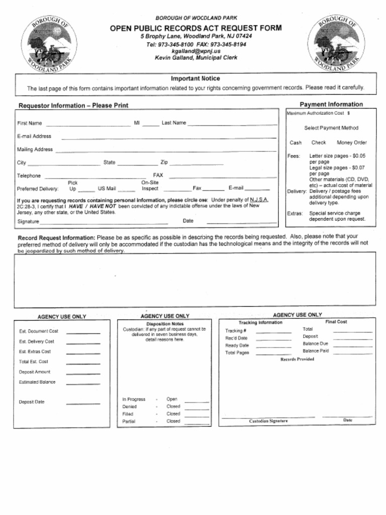 Woodland Park OPRA Request Form | PDF | Foreign Language Studies