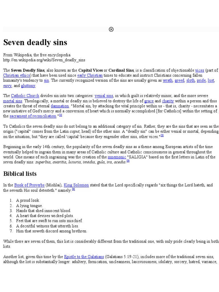 Sins - Seven Deadly Sins | PDF | Seven Deadly Sins | Christianity
