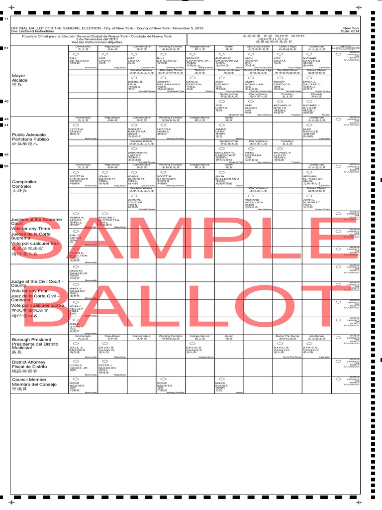 Manhattan Sample Ballot Six Point Type | PDF