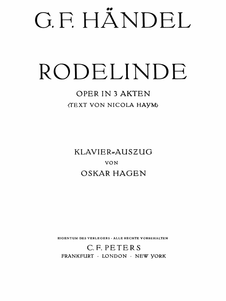 Handel - Rodelinda Vocal Score | PDF | Opera | Vocal Musical Compositions