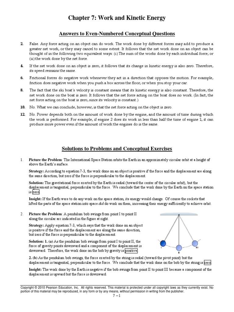 Physics Chapter 7 Answers | PDF | Kinetic Energy | Force