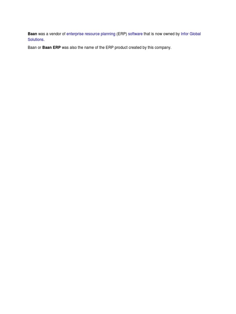 Baan ERP Software Overview | PDF