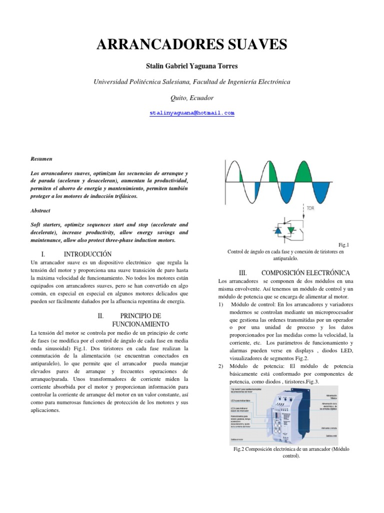 Arrancadores Suaves: Funcionamiento y Aplicaciones | PDF | Esfuerzo de torsión | Corriente eléctrica