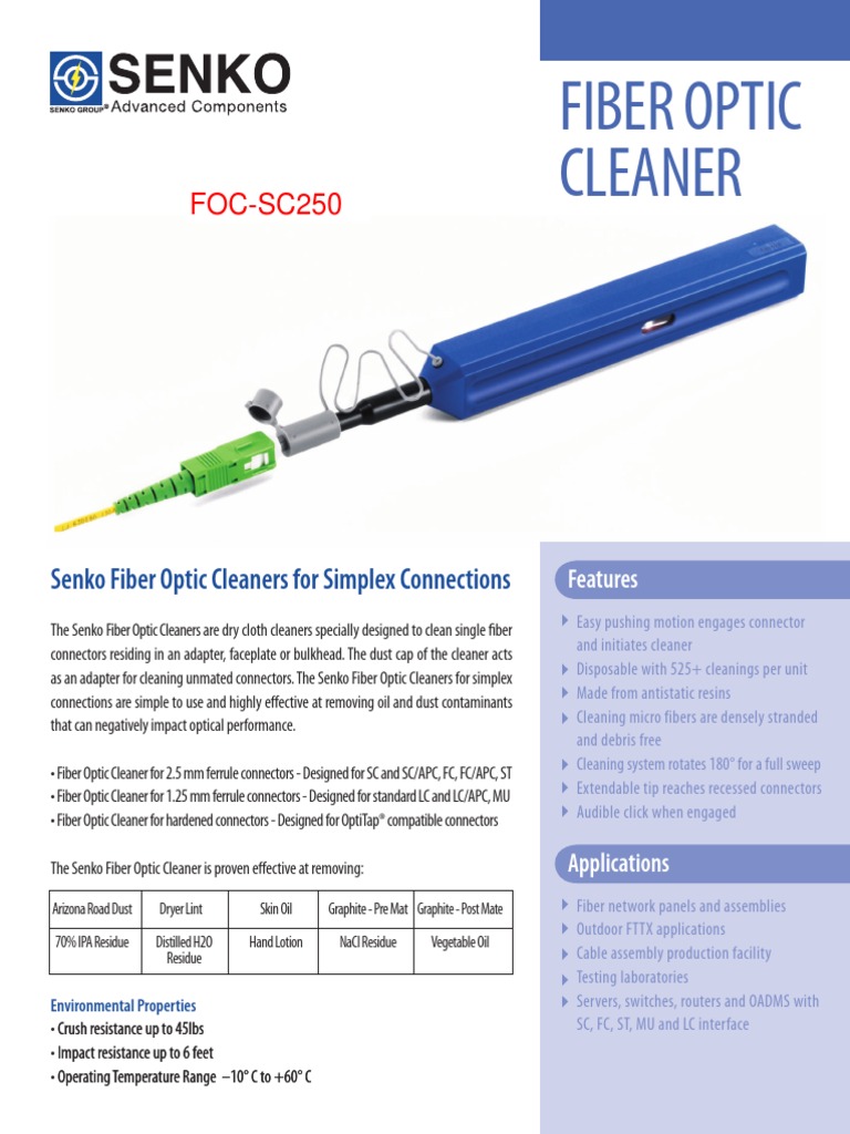 Ds Foc Sc250 | PDF | Optical Fiber | Electrical Connector