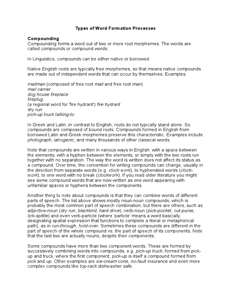 Types of Word Formation Processes | PDF | Acronym | Word