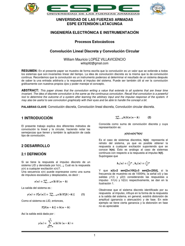 Convolución Discreta y Circular | PDF | Circunvolución | Objetos ...