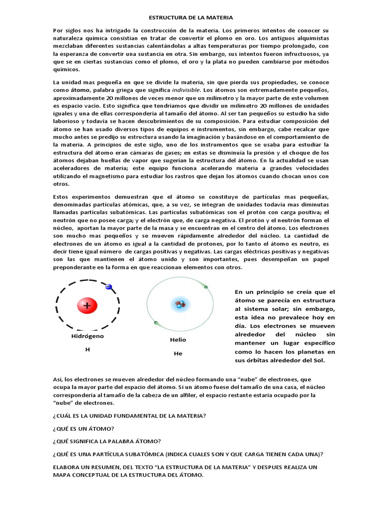 Estructura De La Materia Pdf Pdf Núcleo Atómico Electrón