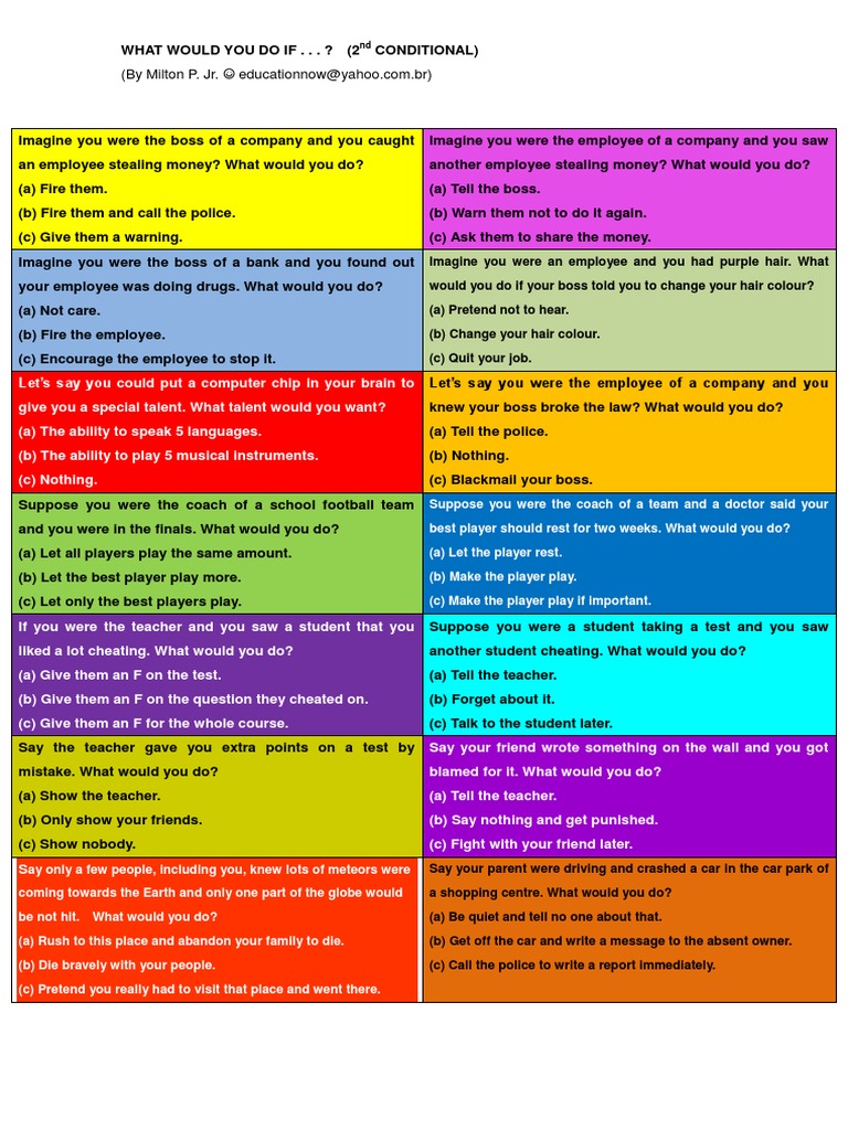 Second Conditional Hypothetical Speaking Card | PDF