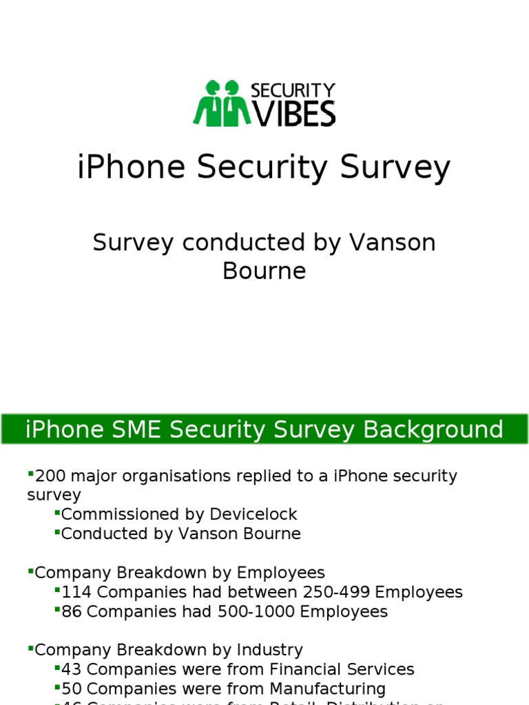Iphone Security Survey: Survey Conducted by Vanson Bourne | PDF | Smartphone | I Phone
