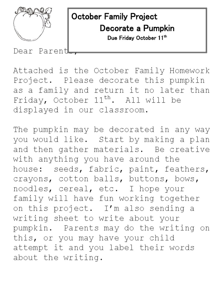 October Family Pumpkin Project | PDF | Language Arts & Discipline