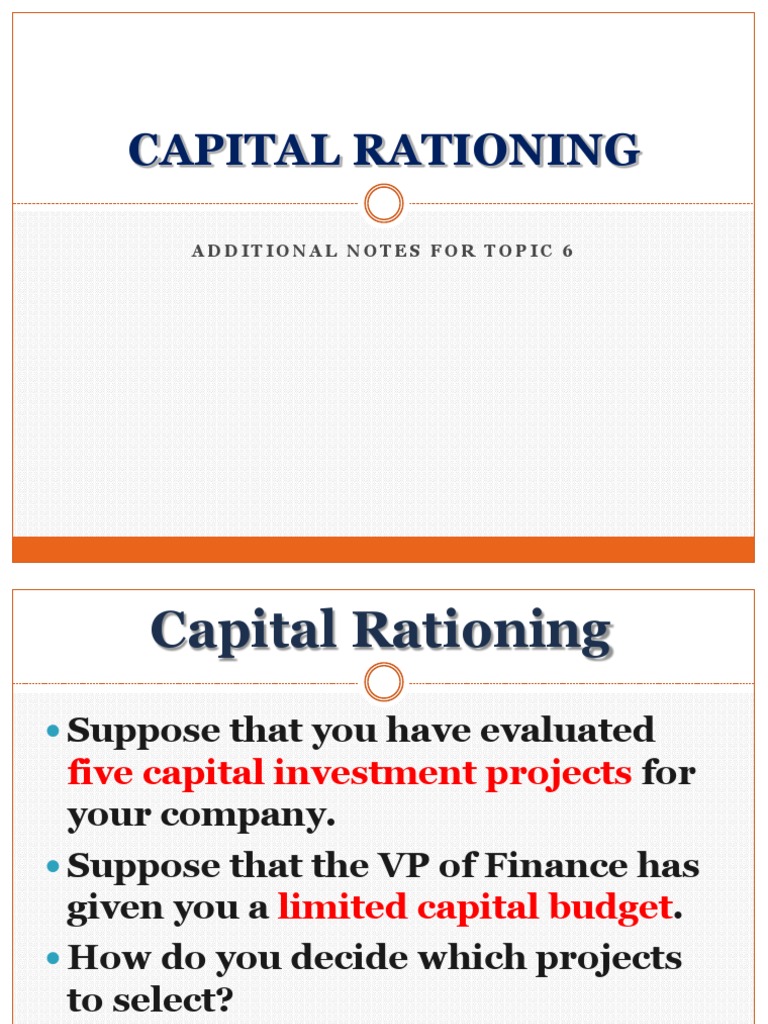 Capital Rationing: Select Projects with Highest NPV | PDF | Internal ...