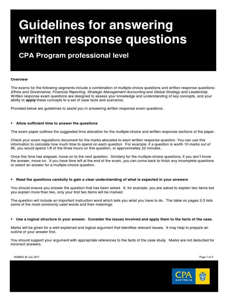 Cpa Guidelines For Written Response Cpa Exams | PDF | Question ...