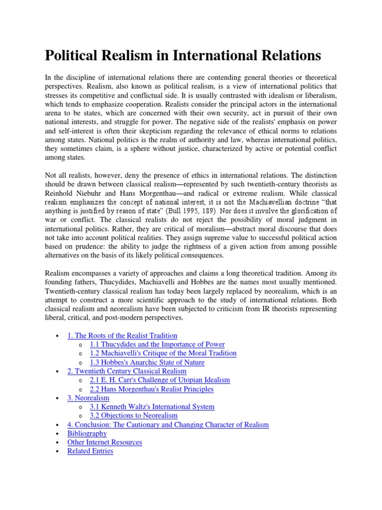 Realism in International Relations | PDF | International Relations ...