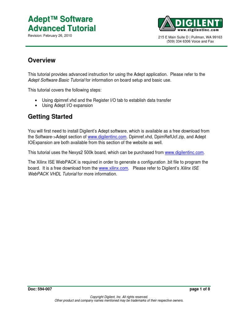 Adept Software Advanced Tutorial | Download Free PDF | Input/Output | Vhdl