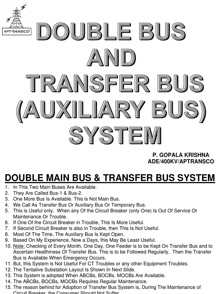Double Bus and Transfer Bus System | PDF | Relay | Switch