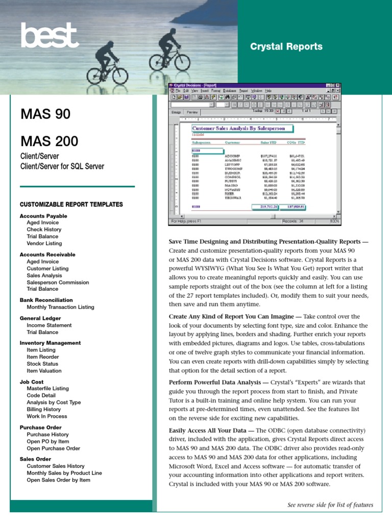 MAS 90 200 CrystlRpts | PDF | Microsoft Excel | Microsoft Windows