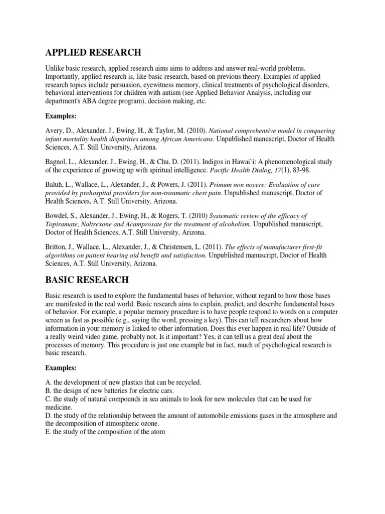 Applied and Basic Research | PDF | Behavior | Psychology