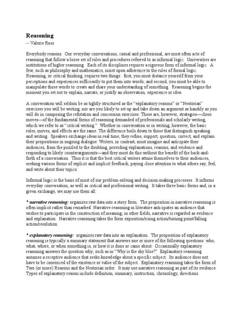 Reasoning: Narrative Reasoning: Organizes Raw Data Into A Story Form ...