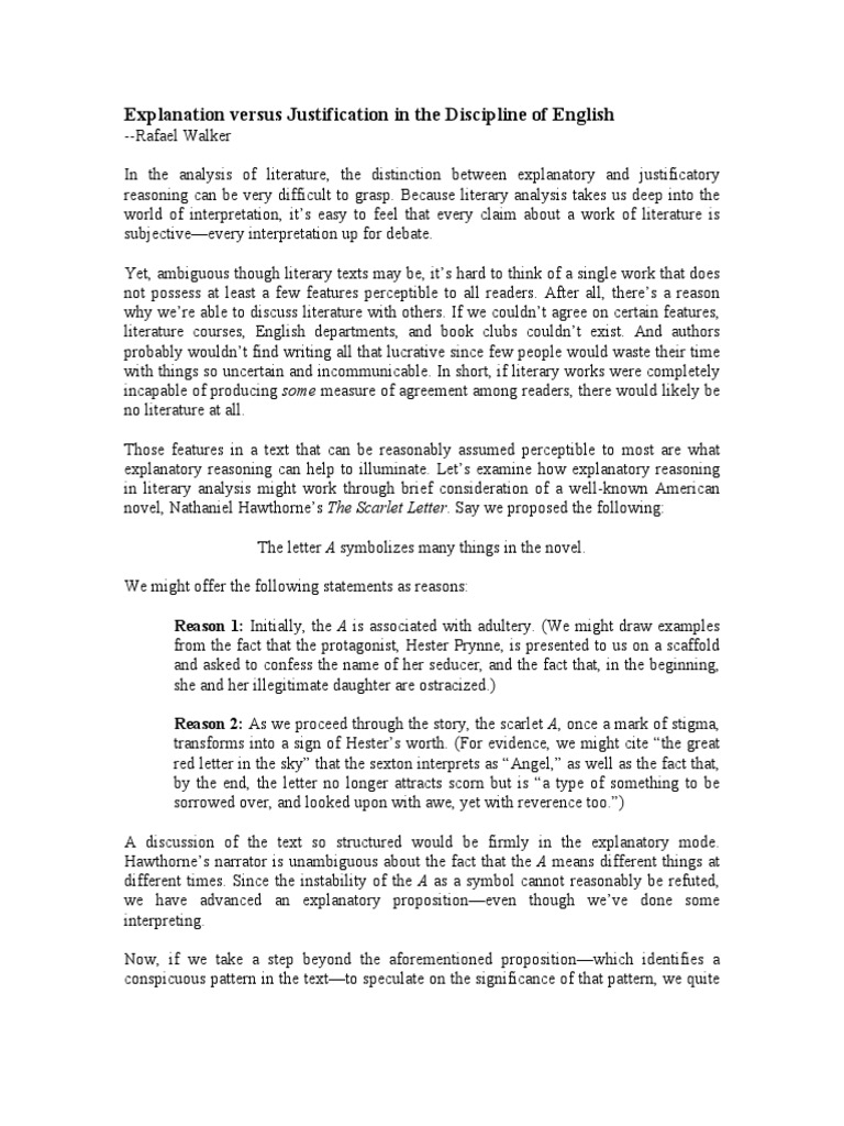 27 Explanation Versus Justification in The Discipline of English | PDF ...