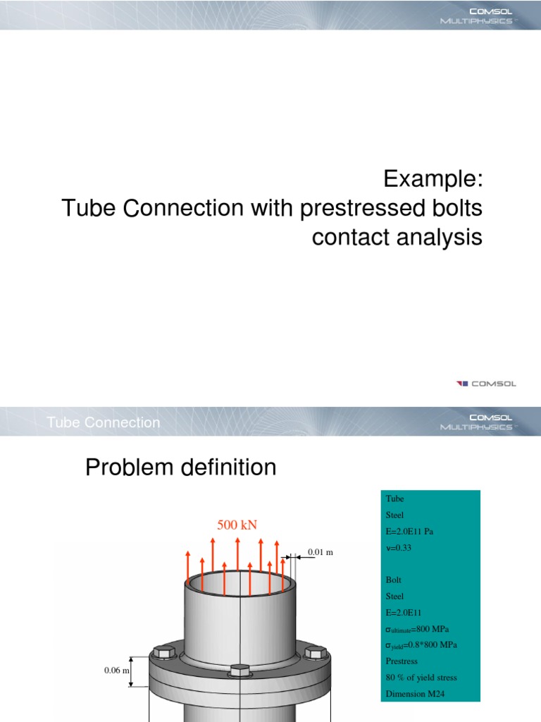 Example: Tube Connection With Prestressed Bolts Contact Analysis | PDF