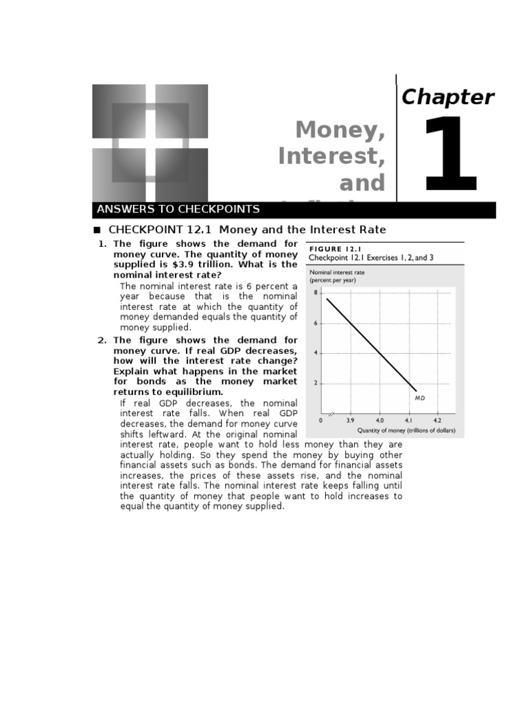 Money, Interest, and Inflation: Answers To Checkpoints | PDF | Money ...