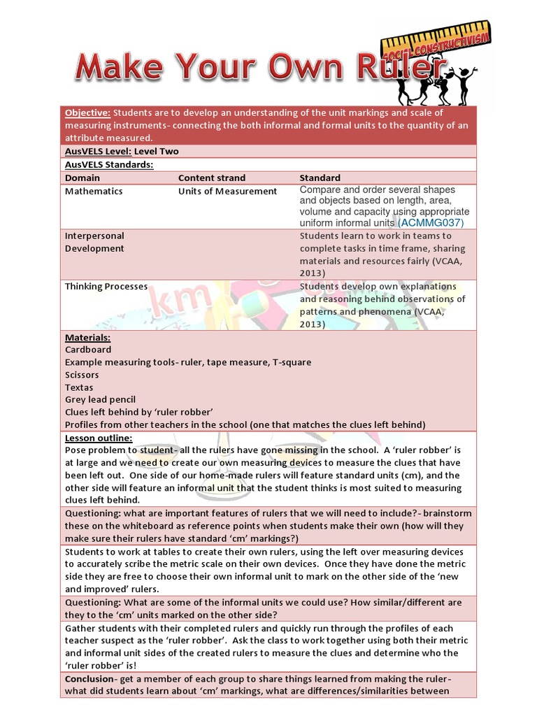 Make Your Own Ruler Lesson Plan | PDF | Measurement | Time