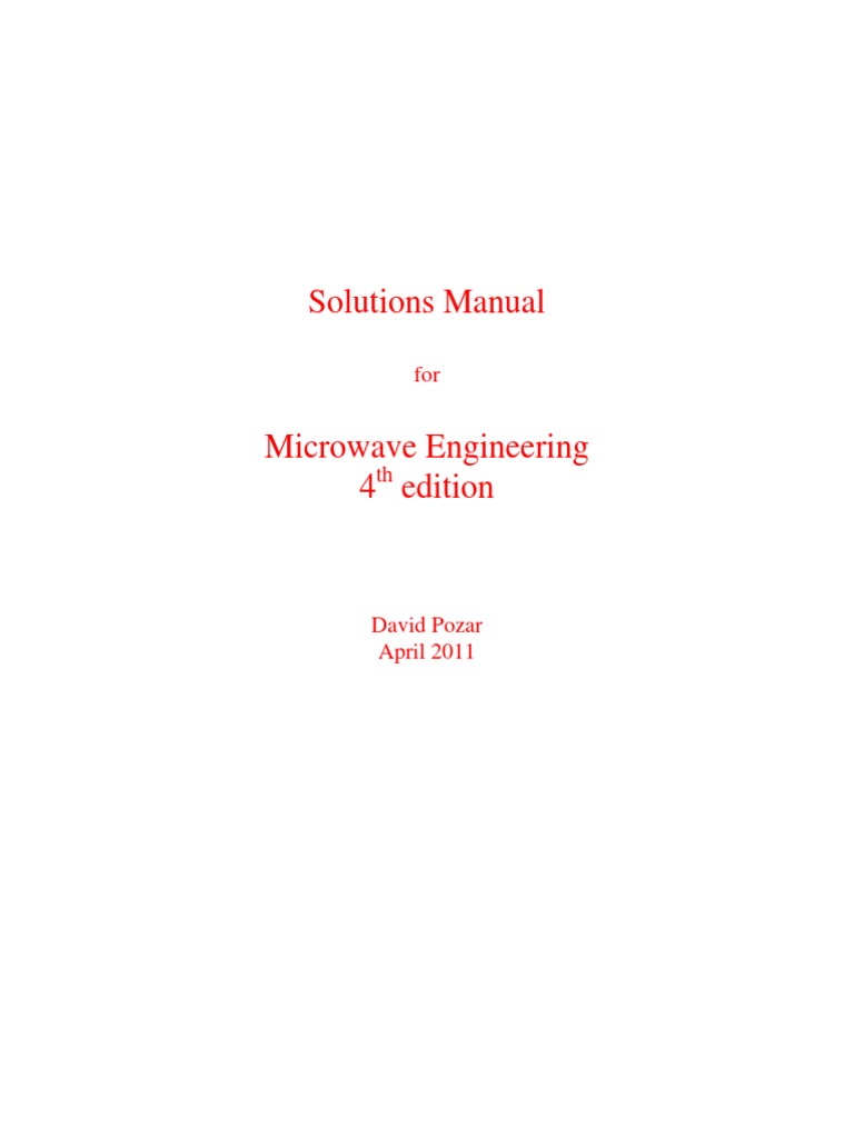 Microwave - Engineering.pozar.4th Ed - Solutions.manual | PDF | Radio ...