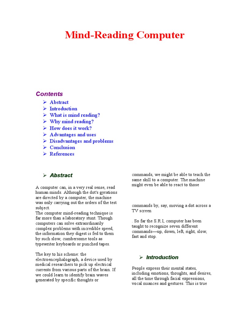 Mind Reading Computer | PDF | Functional Magnetic Resonance Imaging | Mind