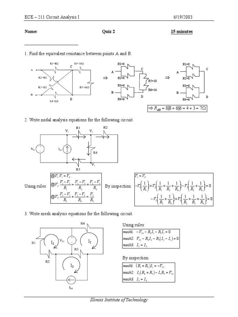 Circuits Quiz 2 Solution | PDF