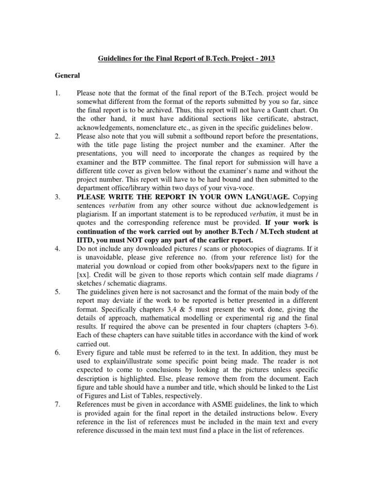 BTP Report Guidelines Apr2013-1 | PDF | Citation | Abstract (Summary)