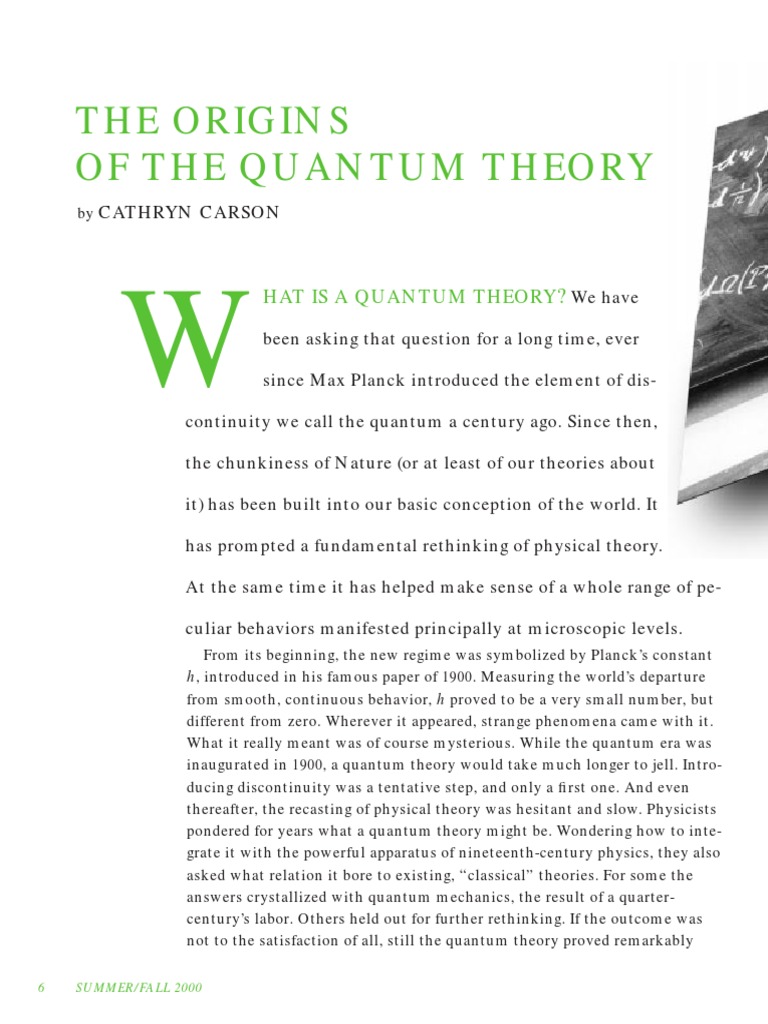 The Origins of The Quantum Theory | PDF